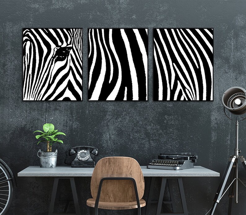 Black White Zebra Print Zebra Wall Decor Animal Print - Etsy