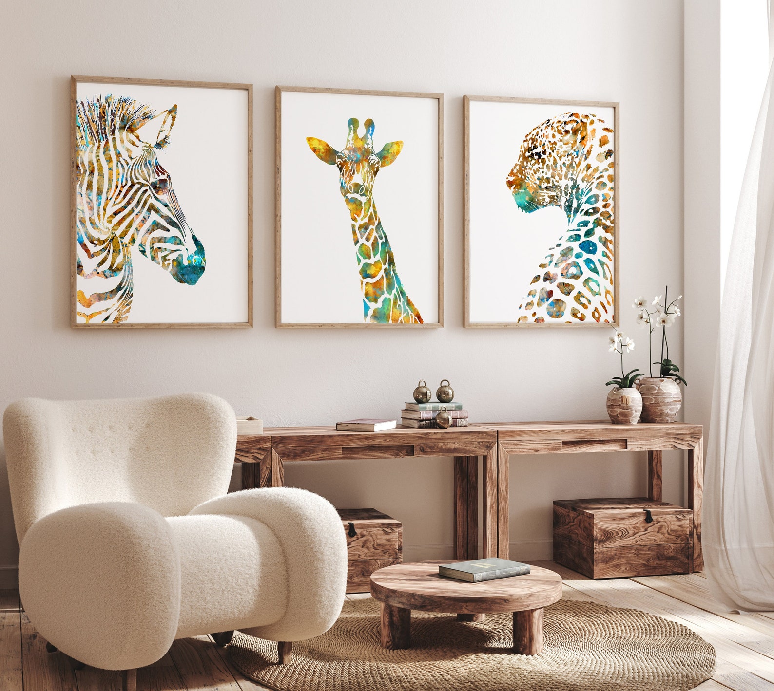 African Animals Print Nursery Prints Kids Decor Blue Beige - Etsy