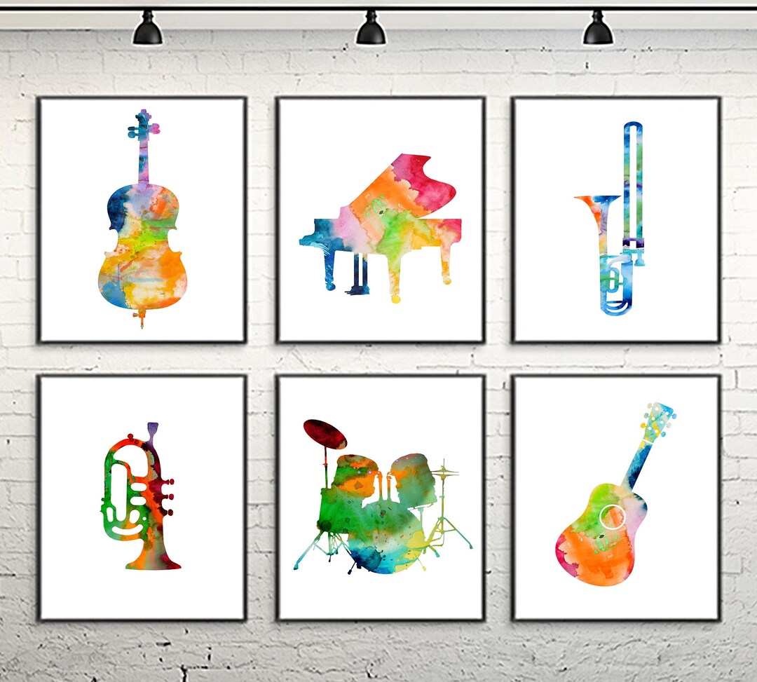 Watercolor Music Art Print, Musical Kids Art, Musical Room Decor, Music ...