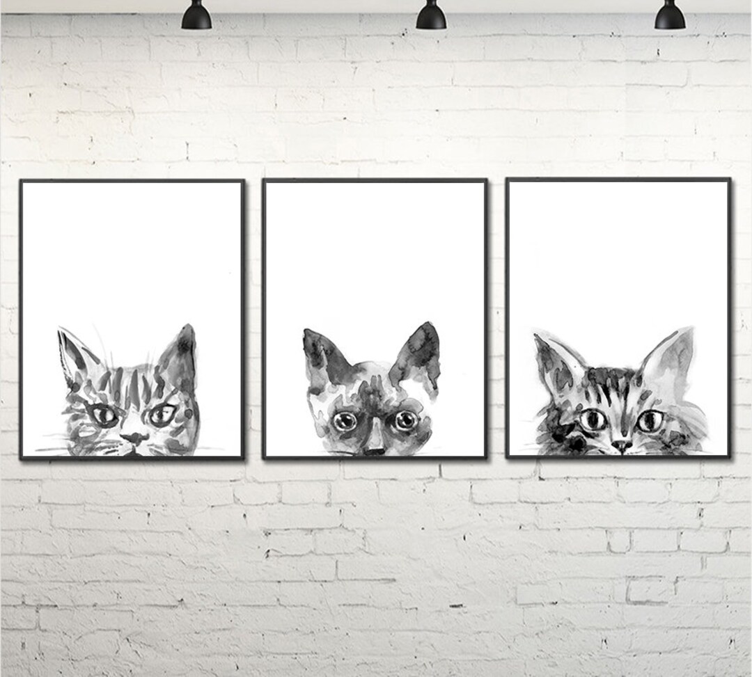 Cat Art Print, Black Cat Print, Cat Lover Gift, Cats Print, Cat Poster ...