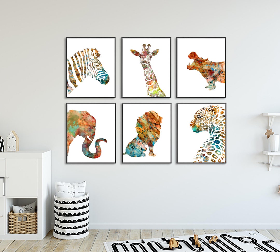 Nursery Animal Art, Animal Print, Watercolor Painting Animals, Jungle ...