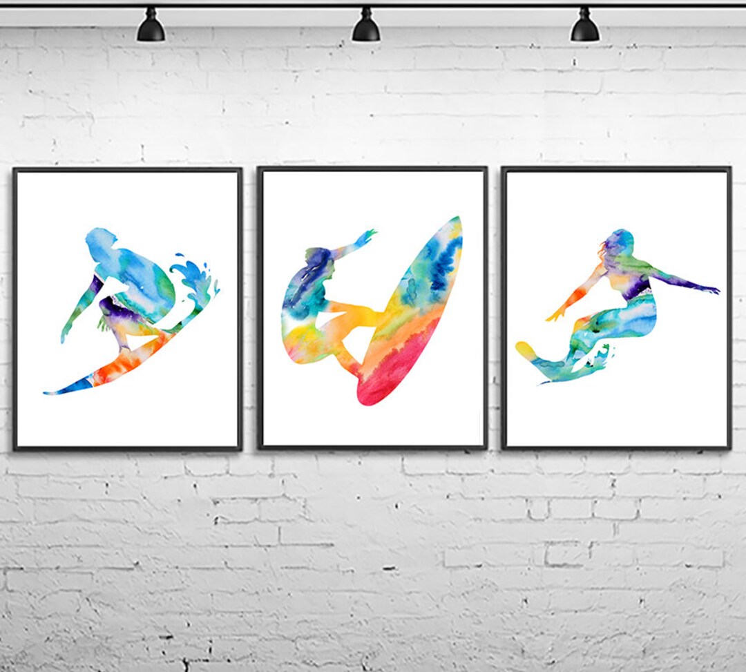 Surfing Print, Surf Art, Surf Poster Set of 3, Nautical Art, Beach Wall ...