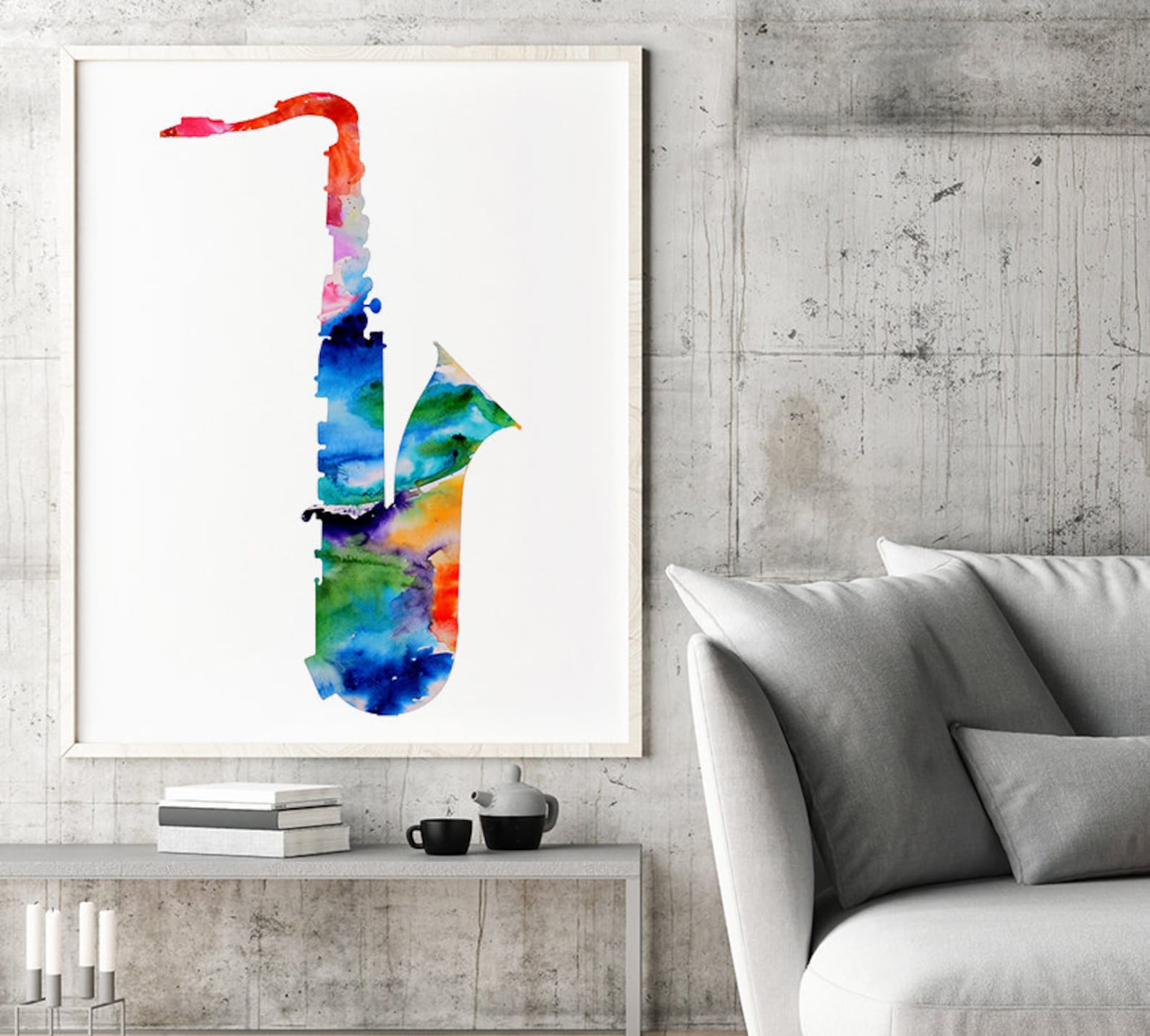 Watercolor Saxophone Art Print Music Art Watercolor | Etsy