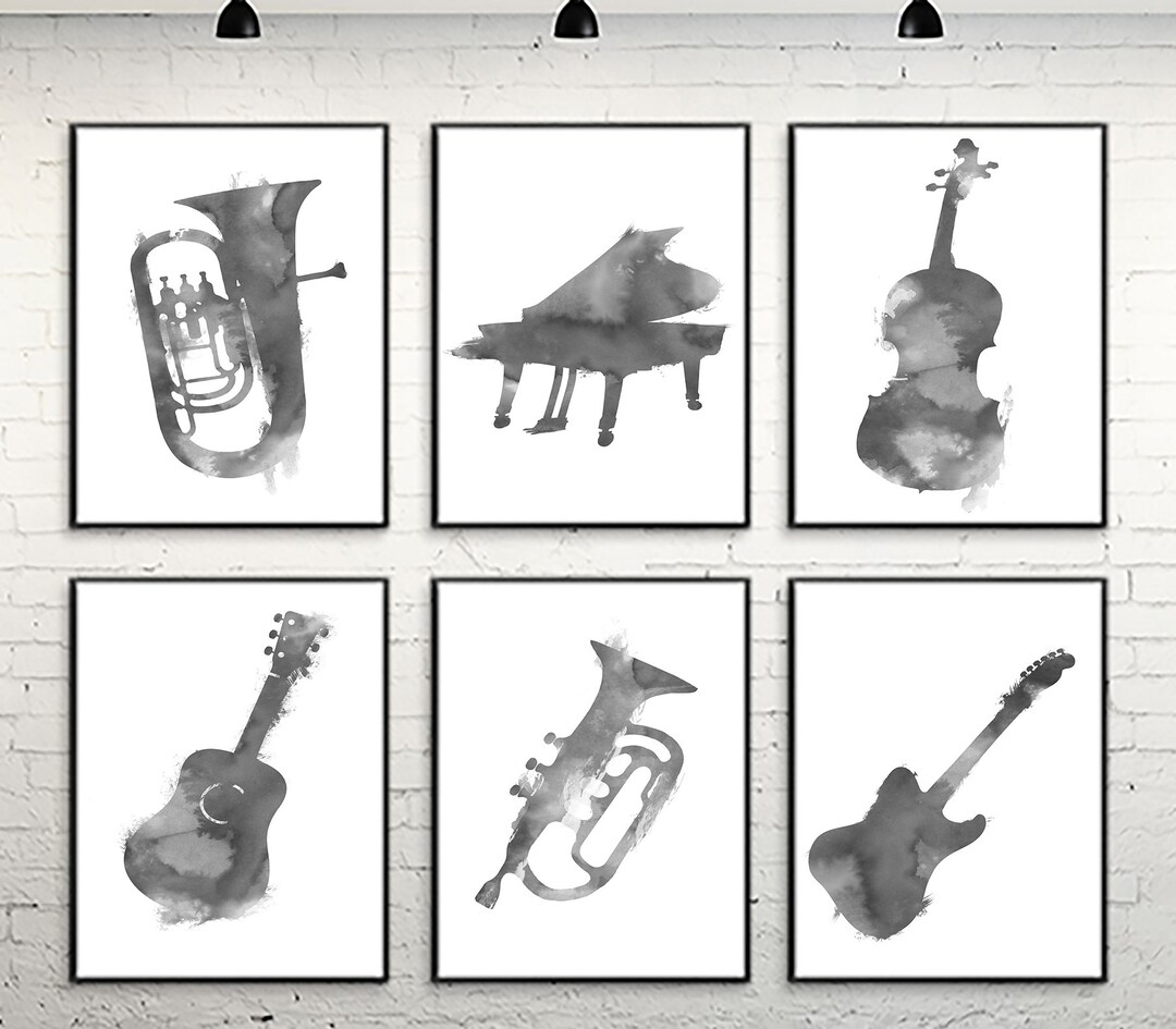 Black White Music Art, Gray Kids Art, Musical Room Decor, Music Print ...