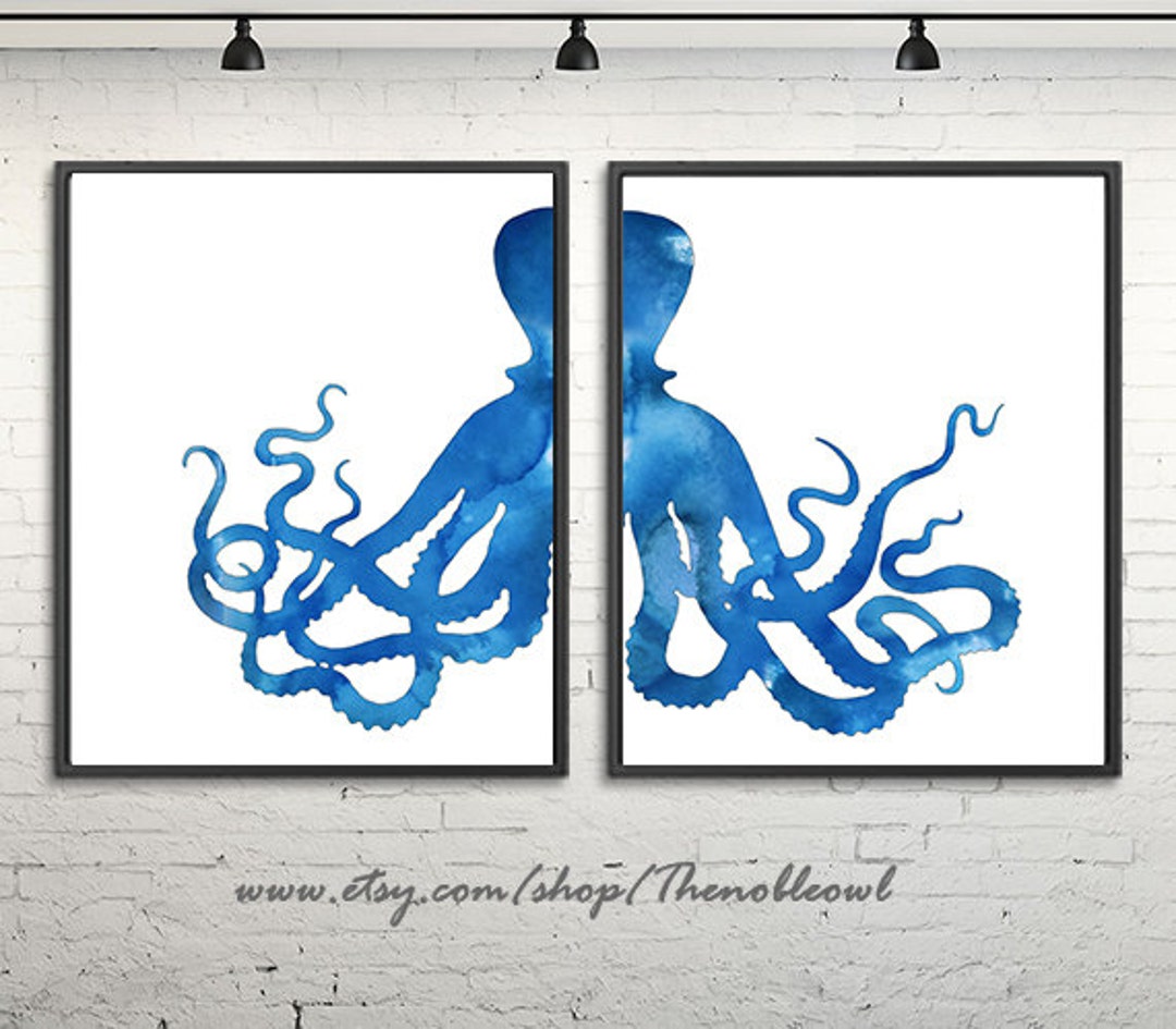 Nautical Print Ocean Art Octopus Print Octopus Art Coastal - Etsy