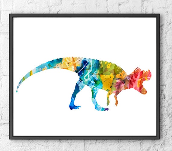 Dinosaur Art Print nursery dinosaur print colorful kids wall | Etsy