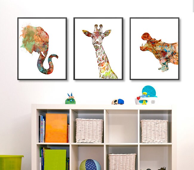 Watercolor Art Print Animal Art Wall Prints Kids decor | Etsy