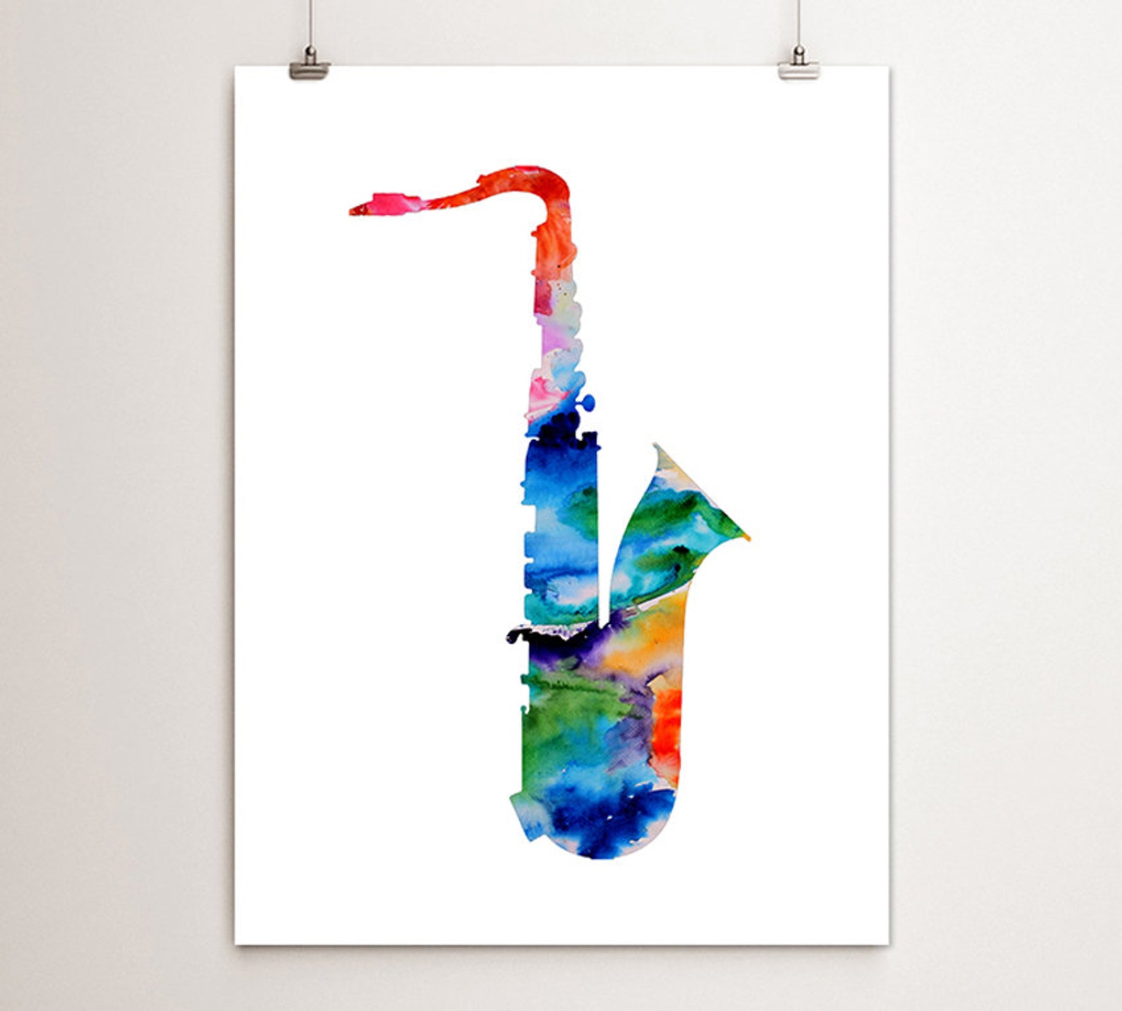 Watercolor Saxophone Art Print Music Art Watercolor | Etsy