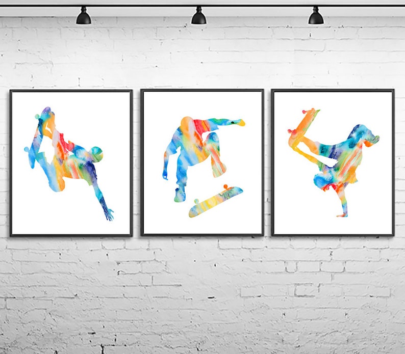 Skateboarder Print Skateboard Poster Set of 3 Street Sport | Etsy