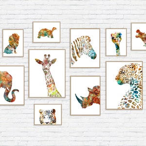 Animal Art Print Watercolor Prints Set Nursery Animals Wall Art, Kids ...