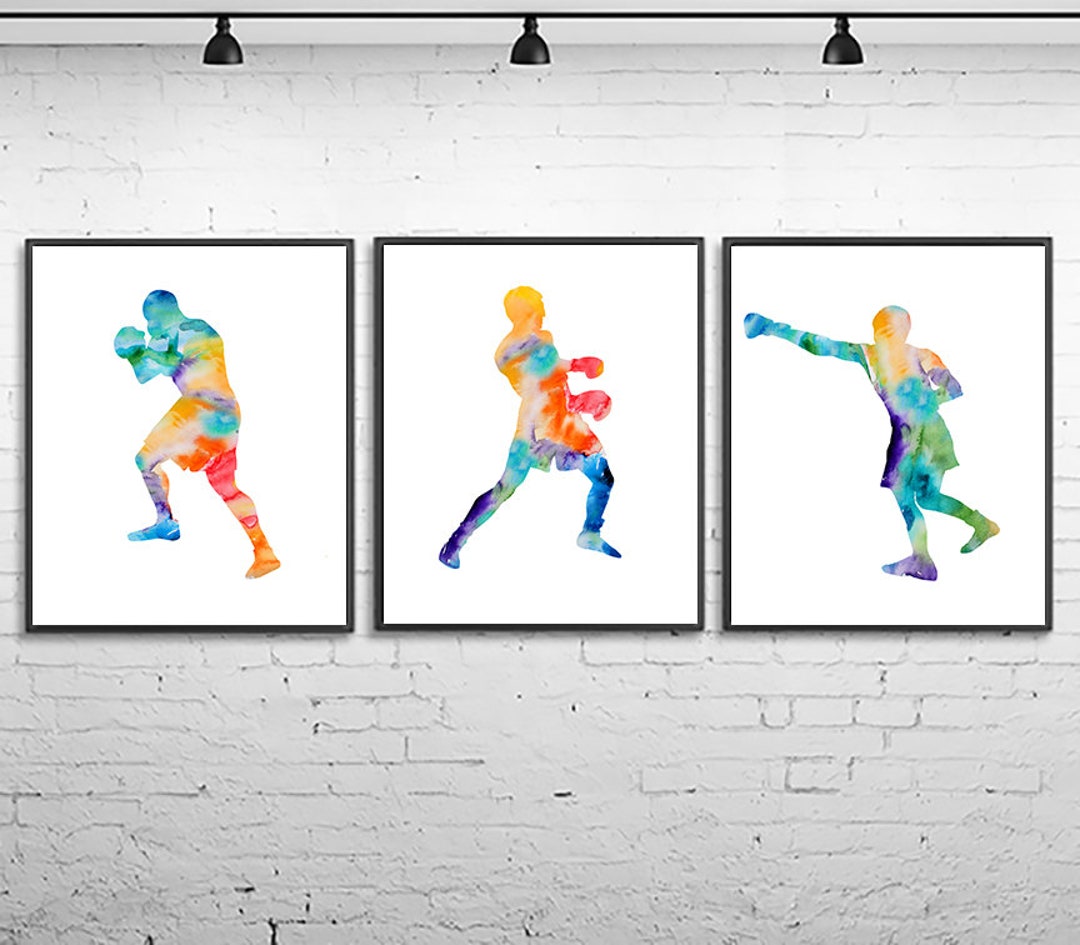 Boxing Sport Print, Boxing Poster Set of 3, Nursery Fight Sports Gift ...