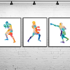 Boxing Sport Print, Boxing Poster Set of 3, Nursery Fight Sports Gift ...
