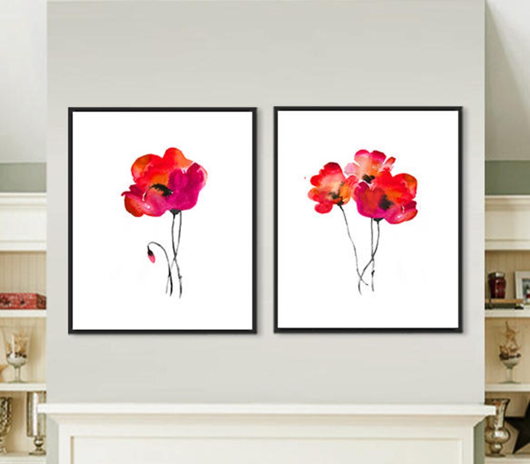 Watercolor Red Poppies Print Watercolor Art Print Painting - Etsy