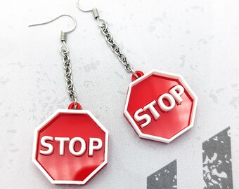 3D Printed Stop Sign Earrings - Etsy