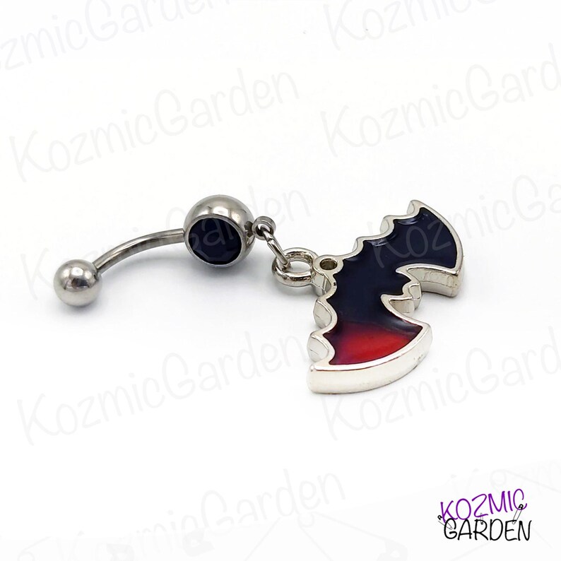 BAT BELLY BUTTON Piercing - Black & Red Jewelry - Etsy