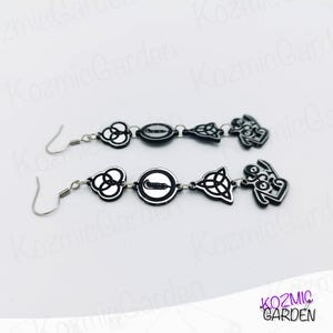 Led Zeppelin Symbols Earrings – Zoso, Ma'at, Triquetra and Three ...