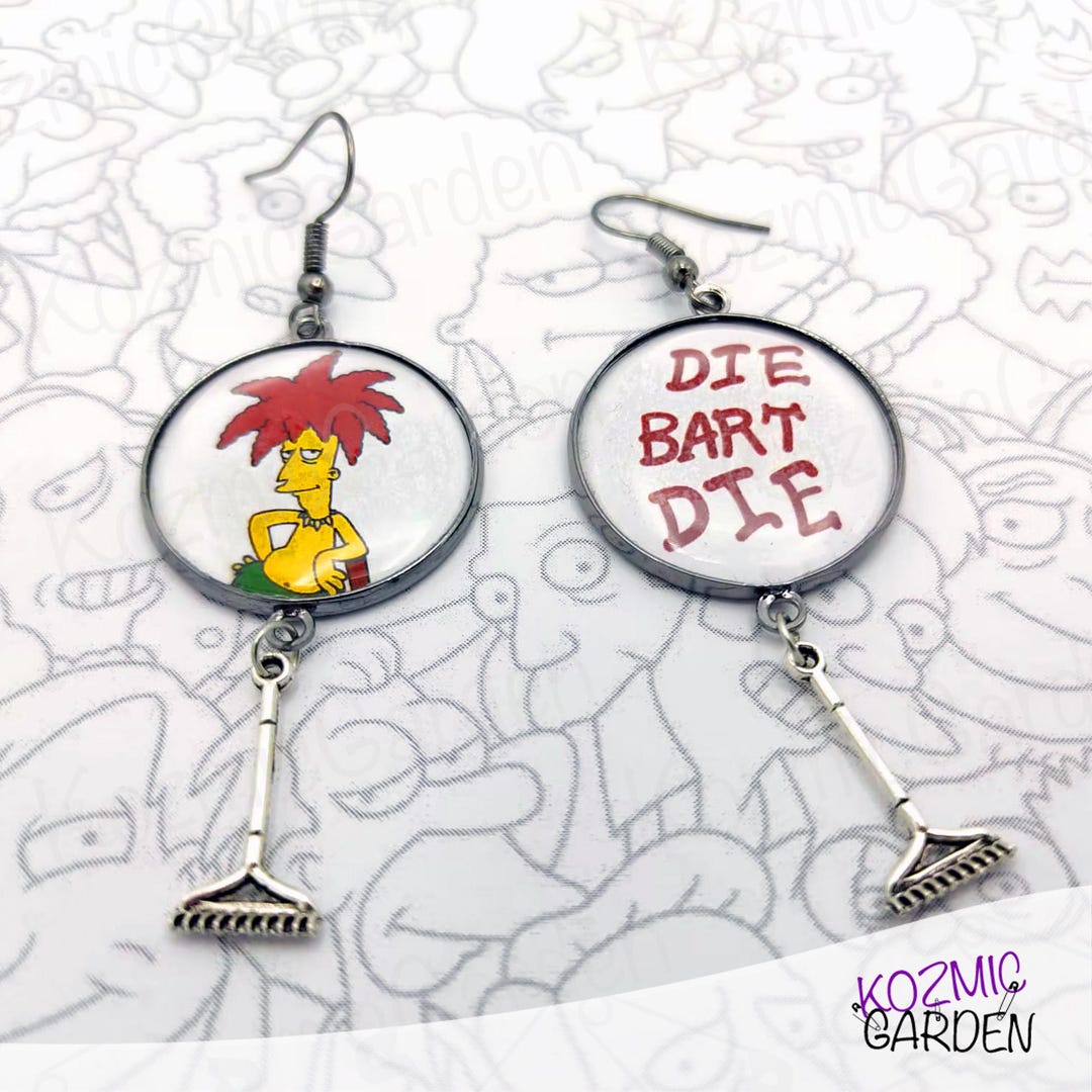 Brincos Sideshow Bob: Joias Geek Rake dos Simpsons - Etsy Portugal