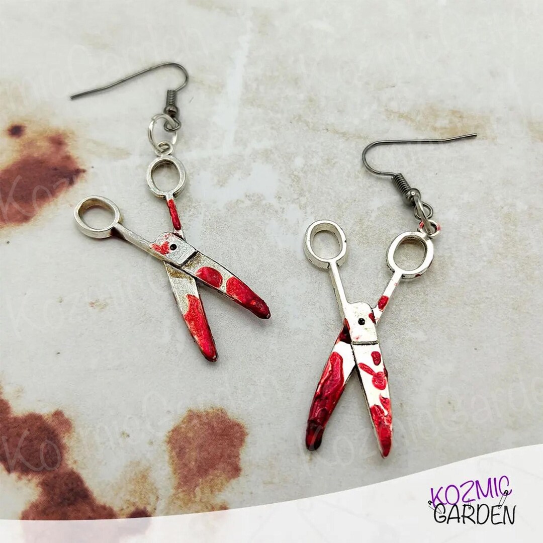 Bloody Scissors Earrings - Spooky Gothic Jewelry for Gore Lovers - Etsy UK