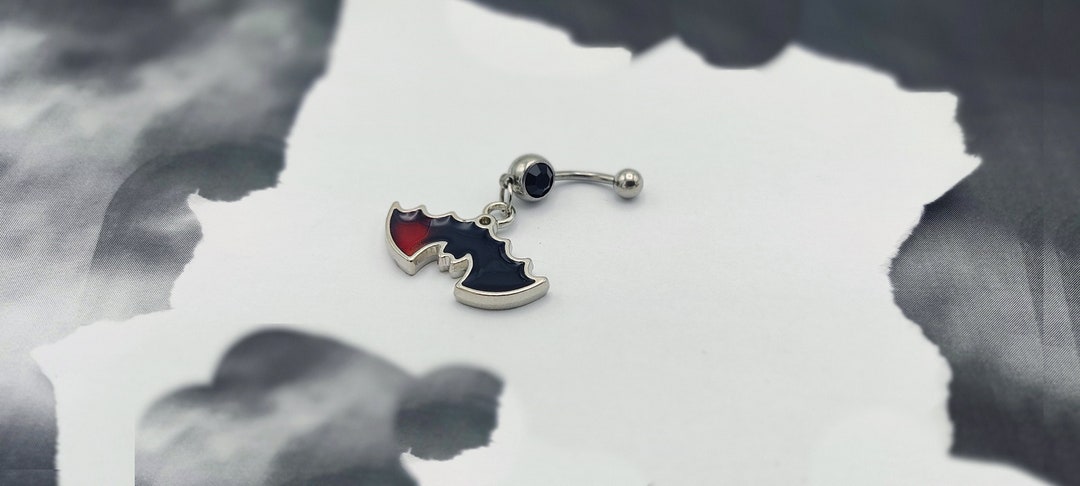 BAT BELLY BUTTON Bat Piercing, Gothic Piercing, Black and Red Bat ...