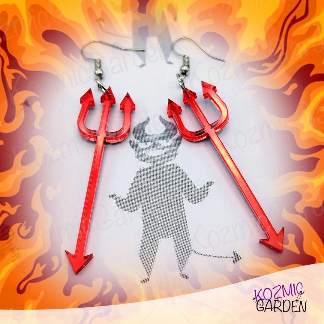 Demon Pitchfork Earrings - Devil's Trident Power on Your Ears! - Etsy