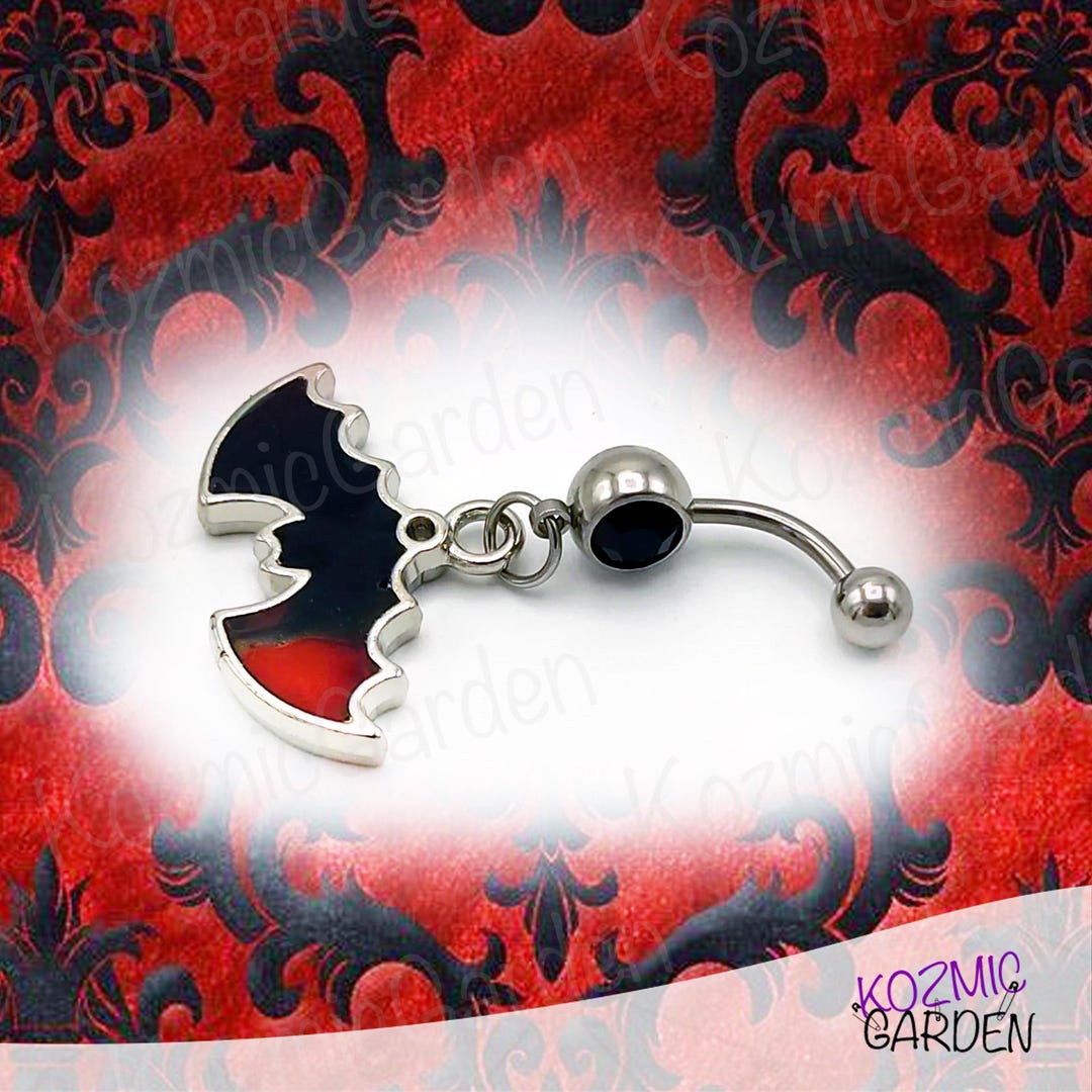 BAT BELLY BUTTON Piercing - Black & Red Jewelry - Etsy