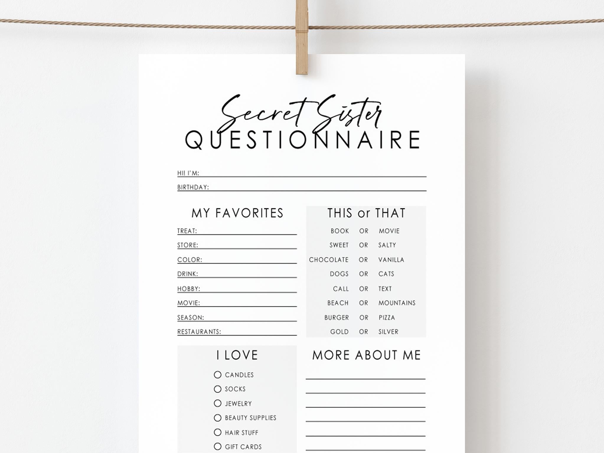 Secret Sister Questionnaire - Girls Camp Secret Sister - LDS Girls Camp ...