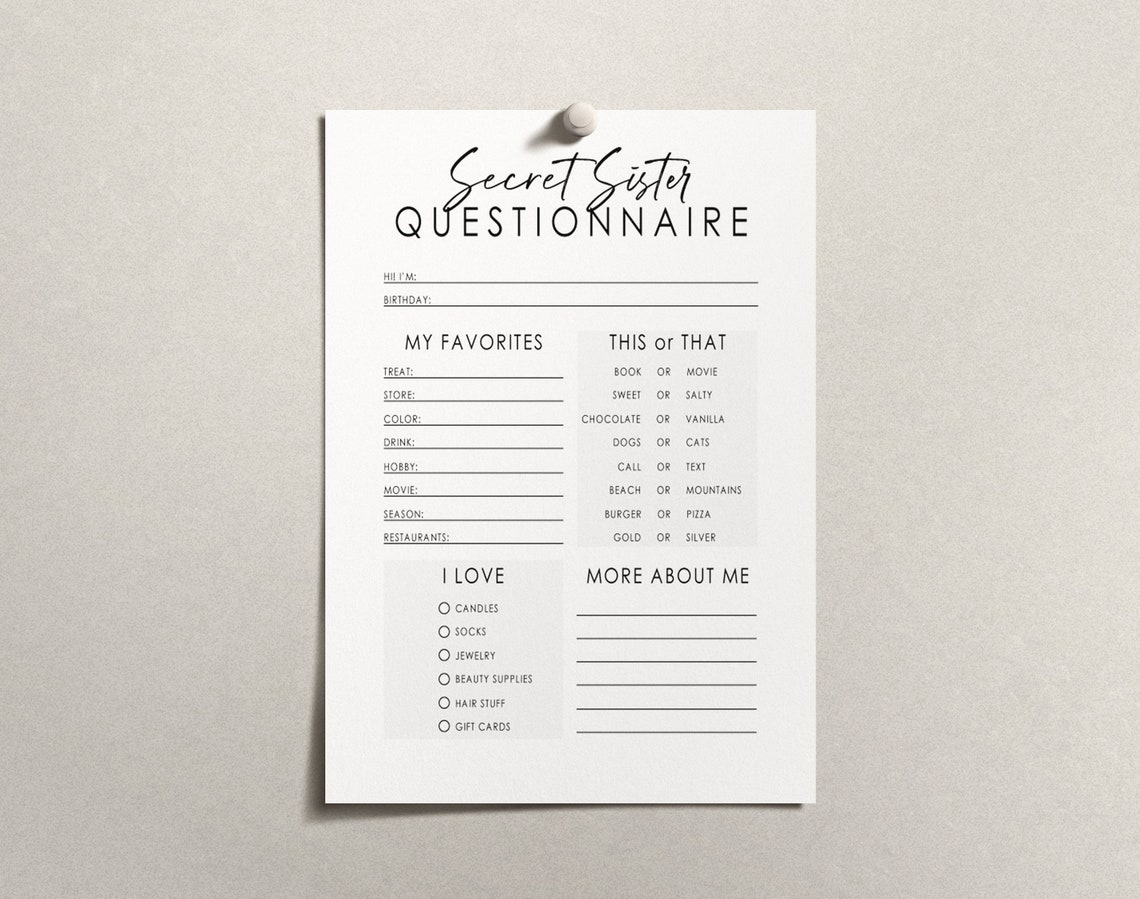 Secret Sister Questionnaire Girls Camp Secret Sister LDS Girls Camp ...