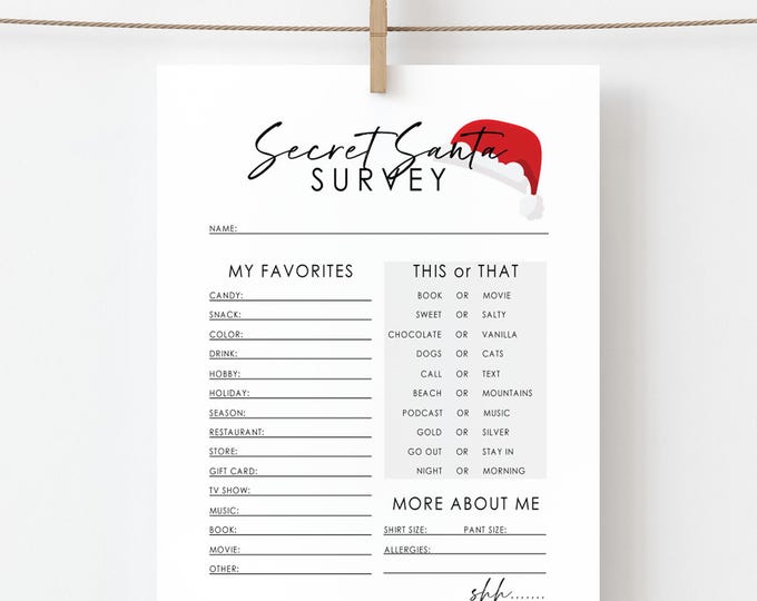Secret Santa Survey - Etsy