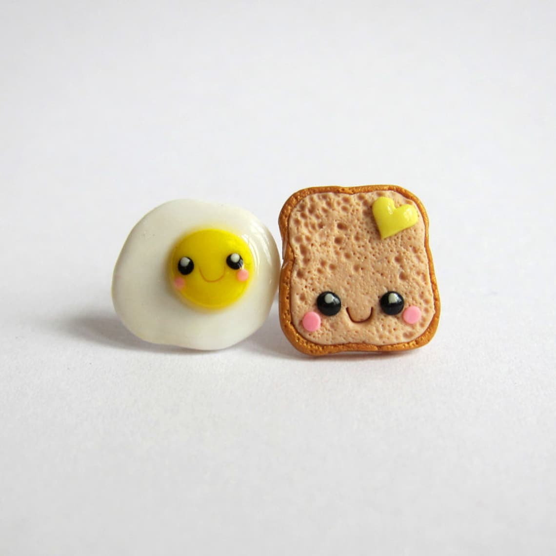 Mini Food Earrings: Polymer Clay Toast and Egg Jewelry - Etsy