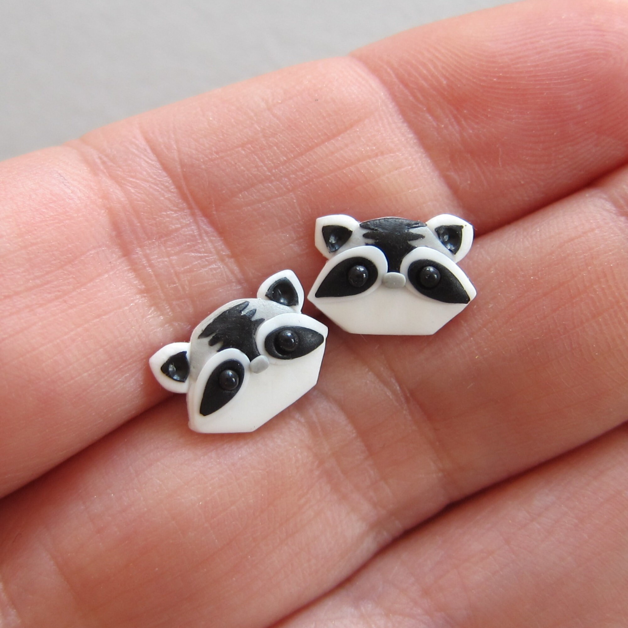 Raccoon Earrings Raccoon Jewelry Animal Earrings Animal | Etsy