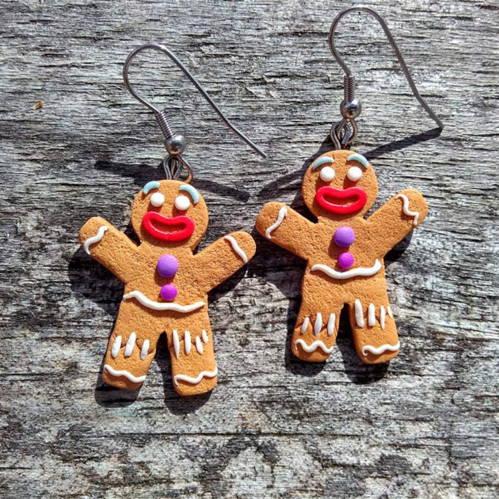 Gingerbread Man Earrings Fimo Polymer Clay Earrings - Etsy