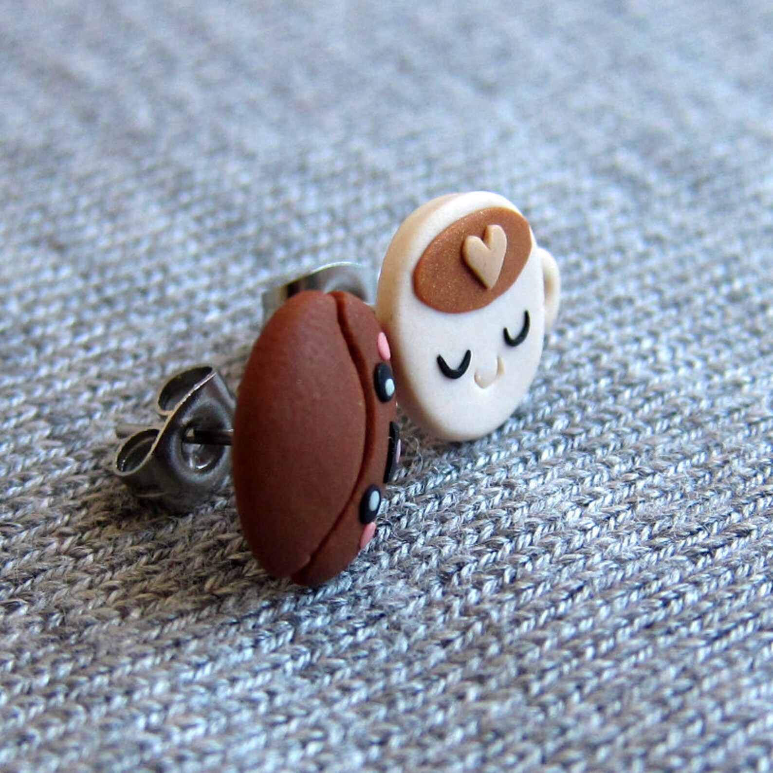 Coffee Earrings Coffee Beans Brown Earrings Stud Earrings | Etsy