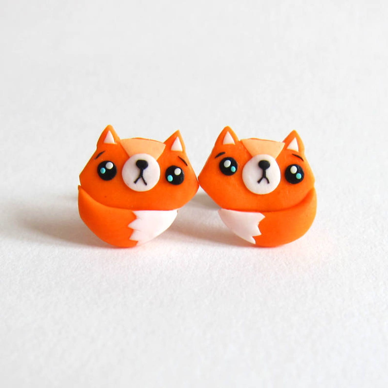 Fox Earrings Animal Earrings Polymer Clay Earrings Fimo | Etsy
