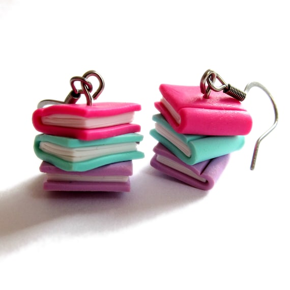 Stack of Books Earrings Books Jewelry Librarian Gift Books - Etsy