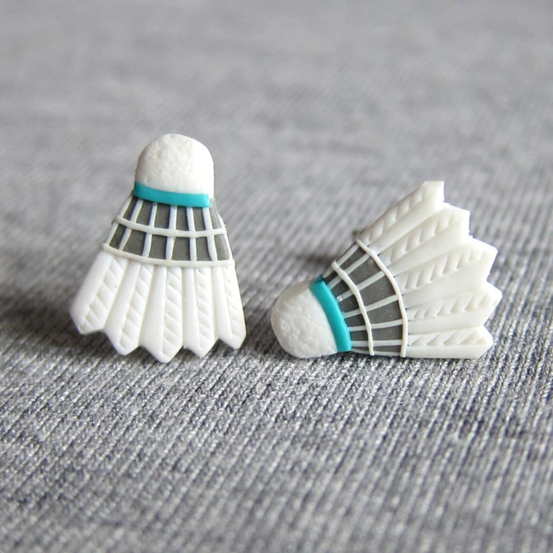 Handmade Badminton Shuttlecock Earrings: Polymer Clay Sports Jewelry - Etsy