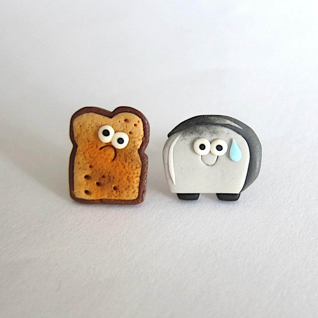 Burnt Toast Earrings, Toast and Toaster Earrings, Funny Gift, Small ...