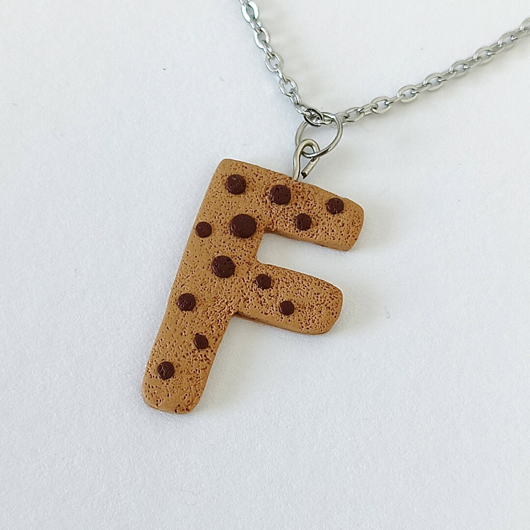 Handmade Polymer Clay Initial Necklace: Cookie Letter F Pendant - Etsy
