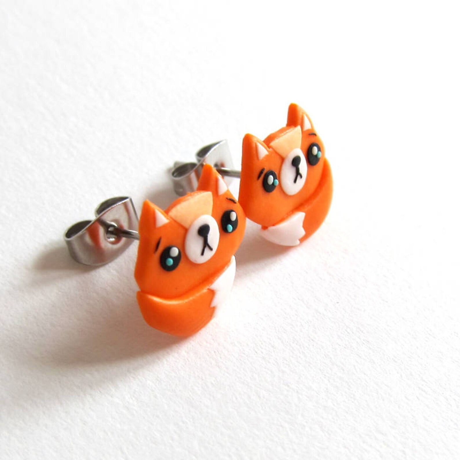 Fox Earrings Animal Earrings Polymer Clay Earrings Fimo | Etsy