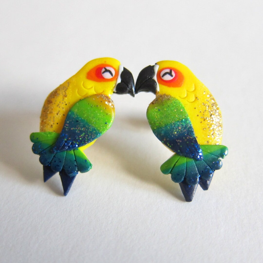 Parrot Accessories, Yellow Parrot Earrings, Green Parrot Jewelry, Bird ...