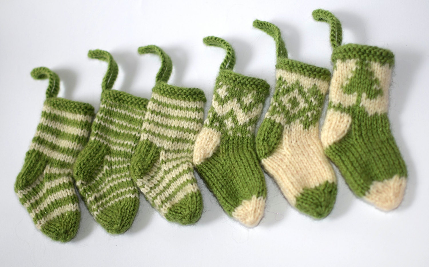 Knit Mini Christmas Stocking/ SET OF 6 Small Miniature Socks/christmas ...