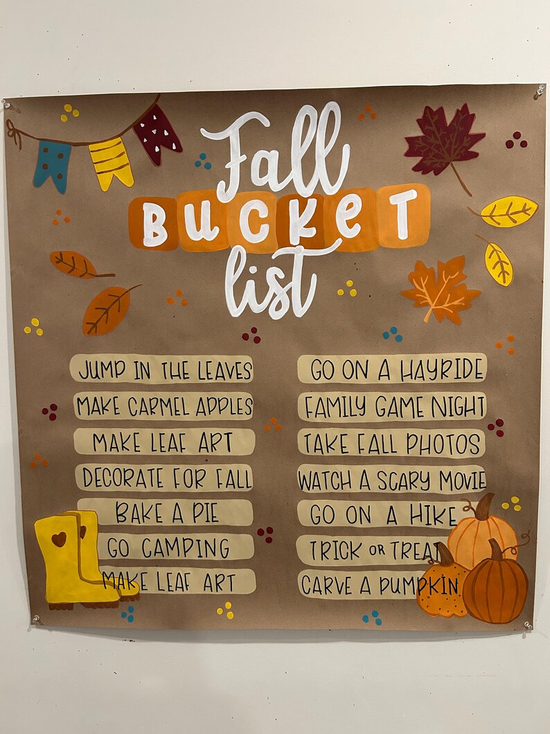 Fall Bucket List Banner| Mini Banner | Customized Banner | Hand-painted ...