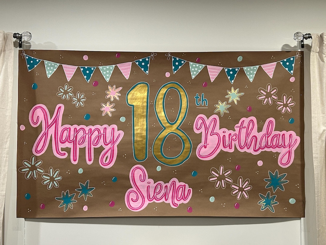 18th Birthday Banner | Happy 18th Birthday | Birthday Milestone ...