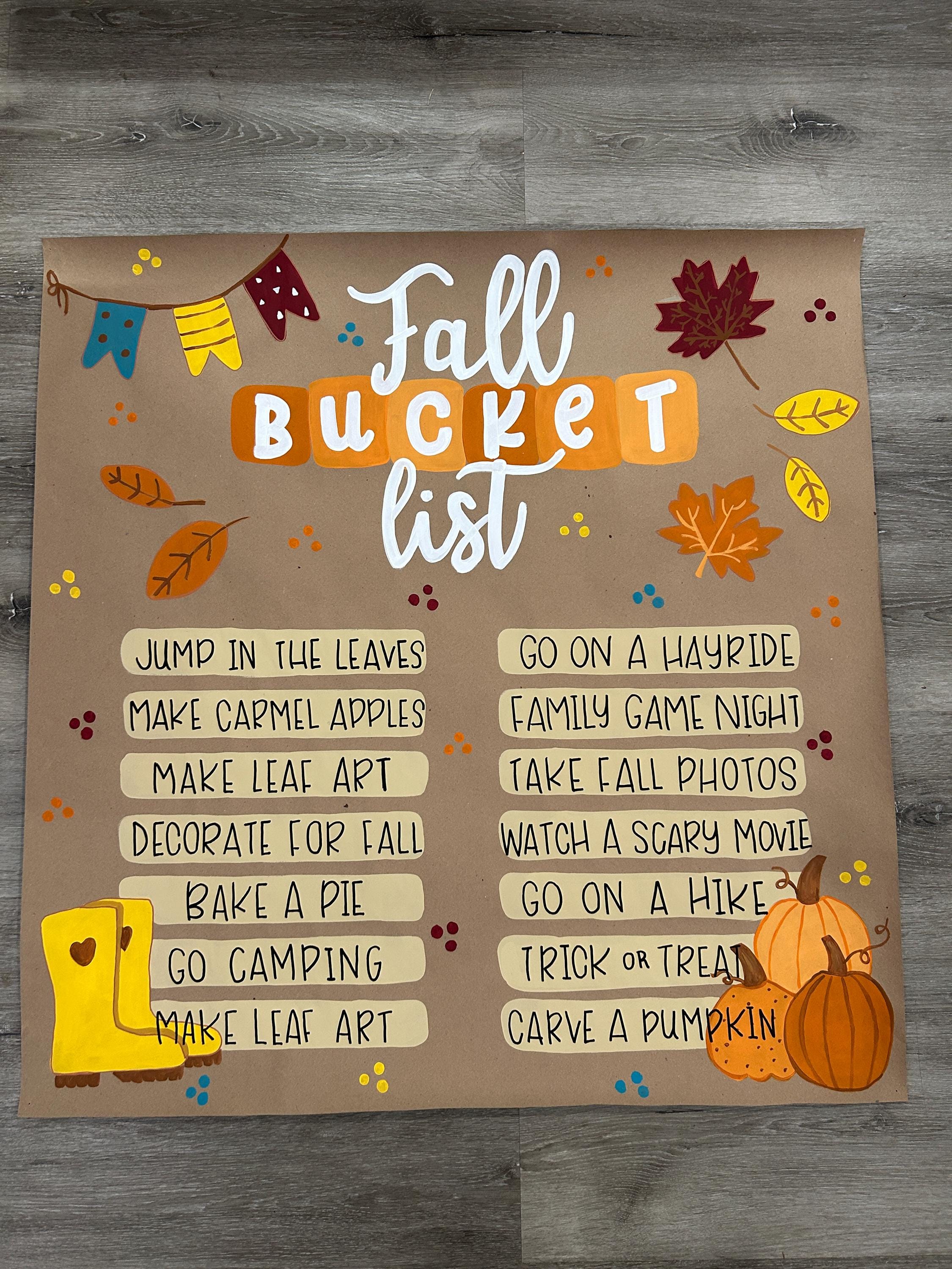 Fall Bucket List Banner| Mini Banner | Customized Banner | Hand-painted ...