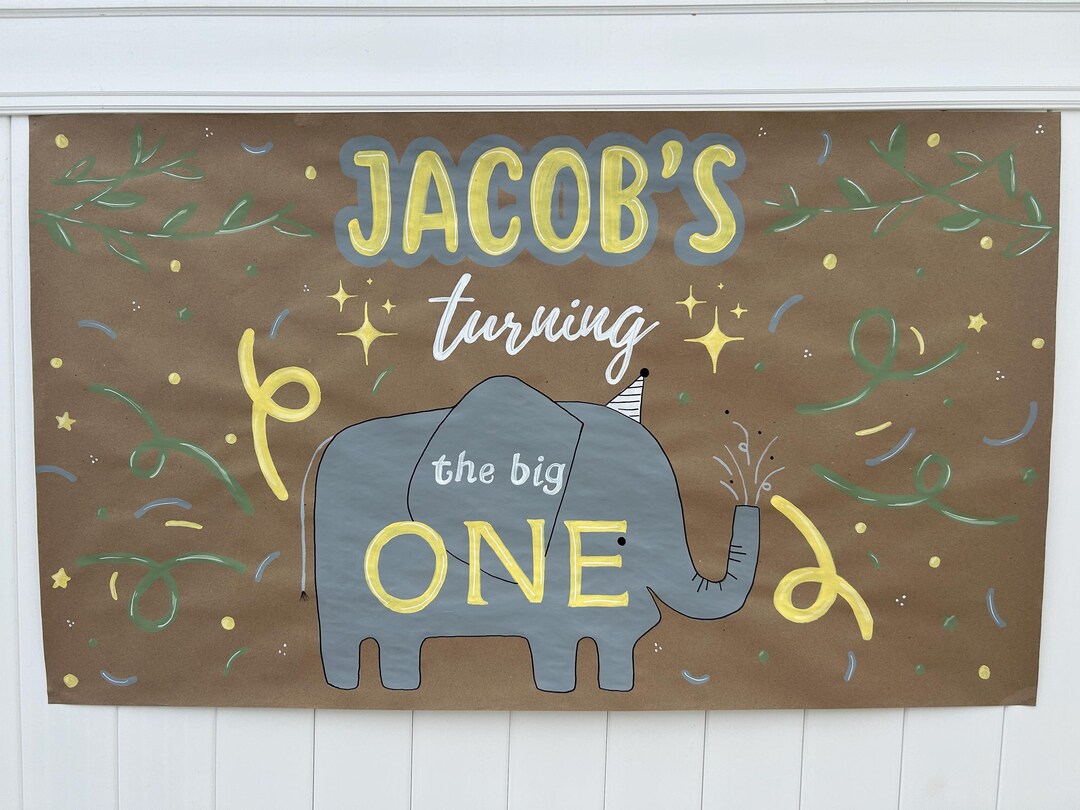1st Birthday Banner | Turning the Big One Elephant Themed | Customized ...