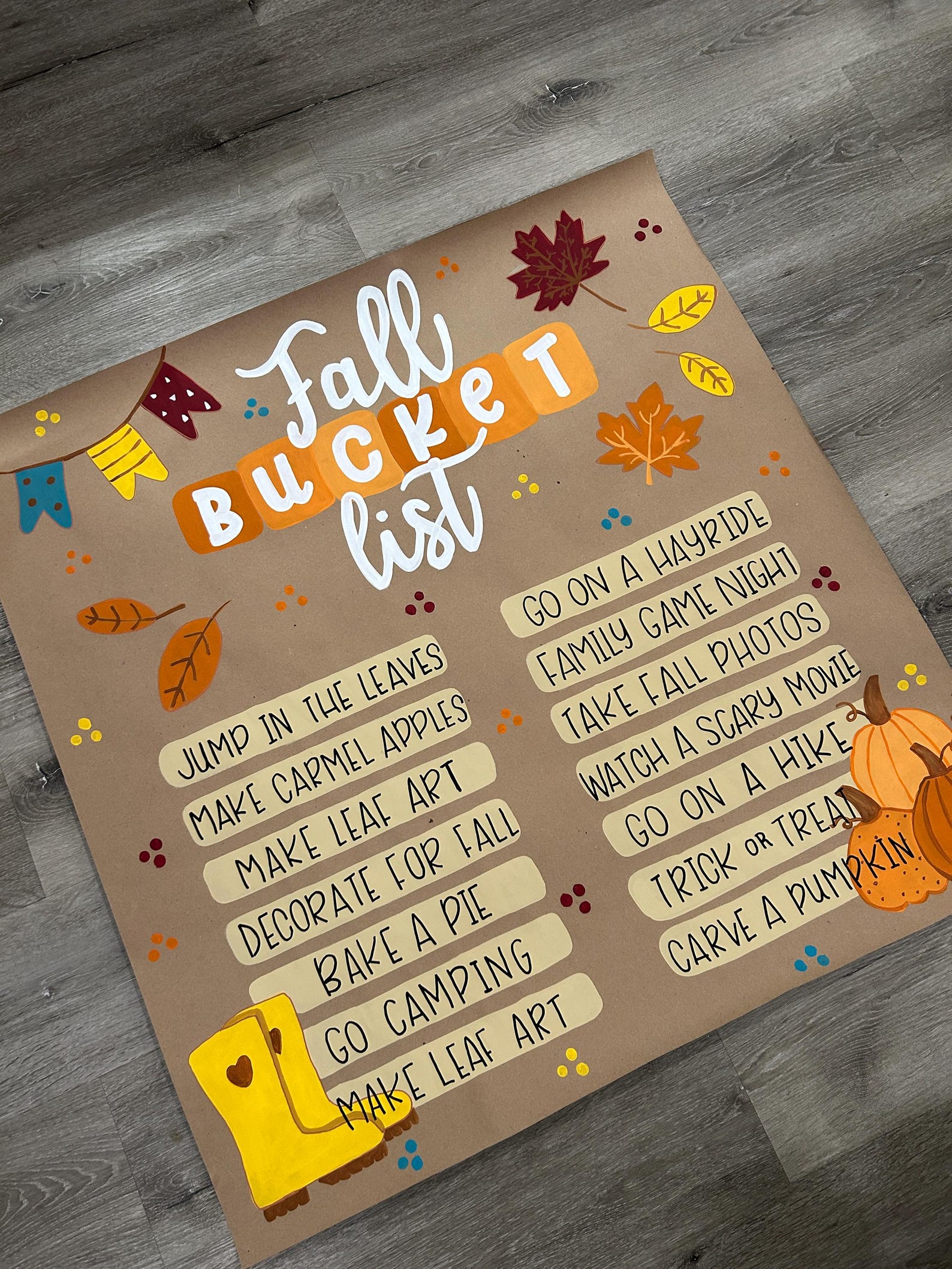 Fall Bucket List Banner| Mini Banner | Customized Banner | Hand-painted ...