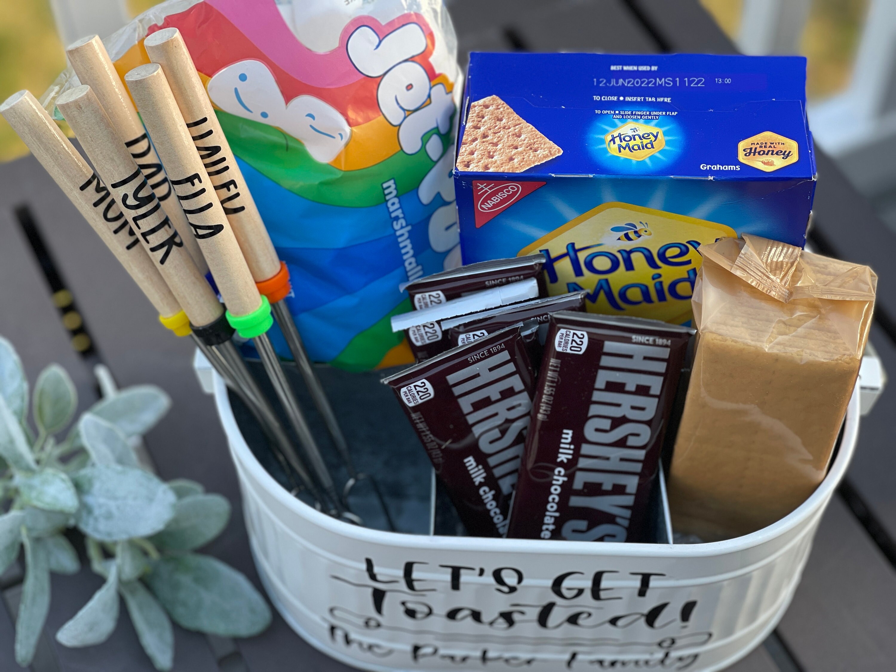 Galvanized White Metal S'mores Caddy Let's Get Toasted S'mores Station ...