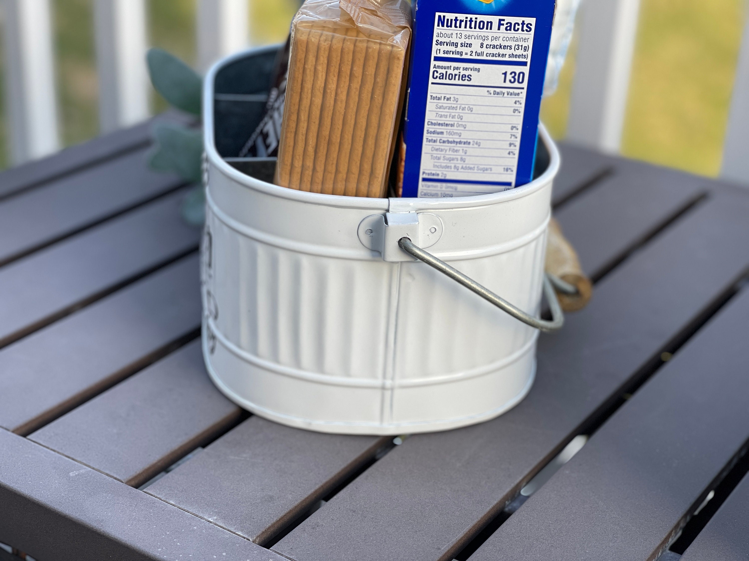 Galvanized White Metal S'mores Caddy Let's Get Toasted S'mores Station ...