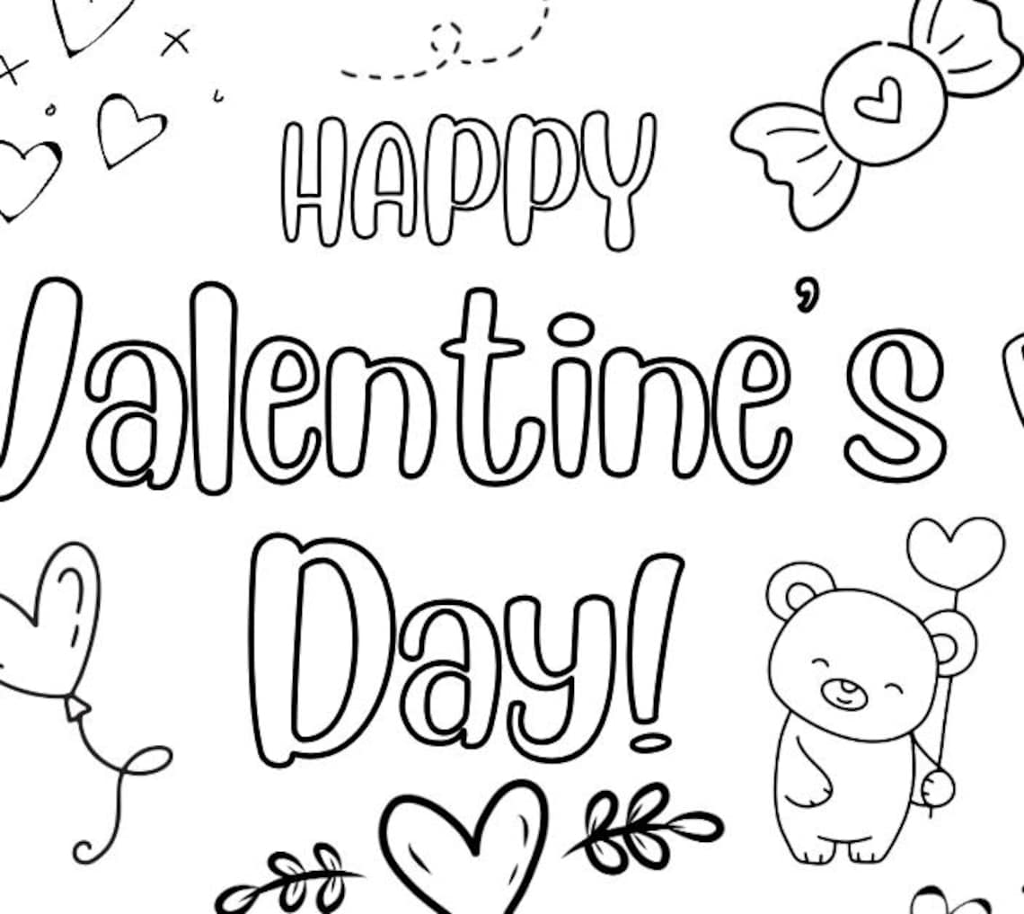 Large Personalized Valentine's Day Coloring Banner | Customized Banner ...