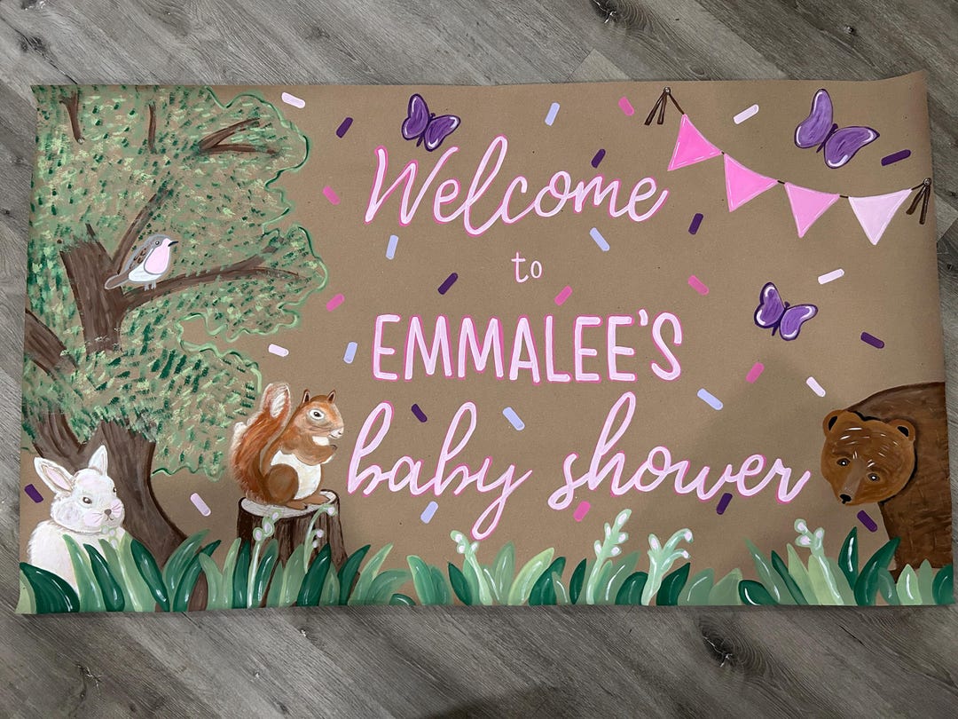 Woodland Animal Themed Banner | Baby Shower | Customized Banner | Hand ...