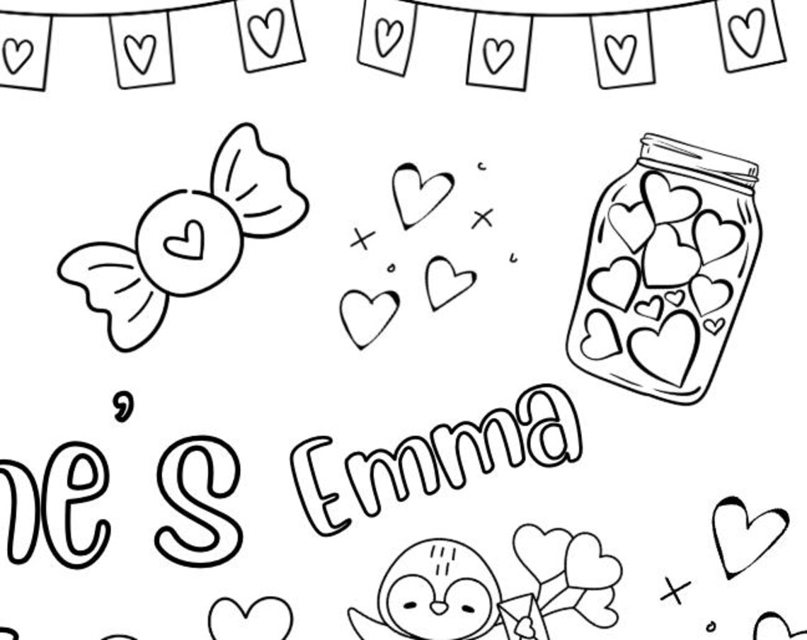 Large Personalized Valentine's Day Coloring Banner | Customized Banner ...